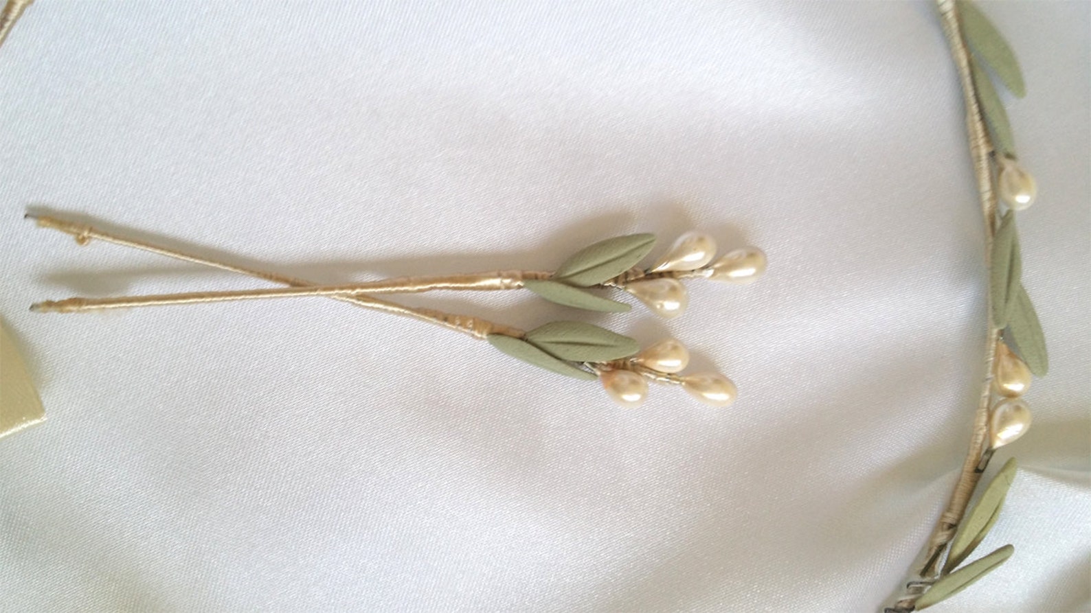 Stefana Wedding Crowns Greek Olive Leaves Orthodox Pearl Crown Ancient ...