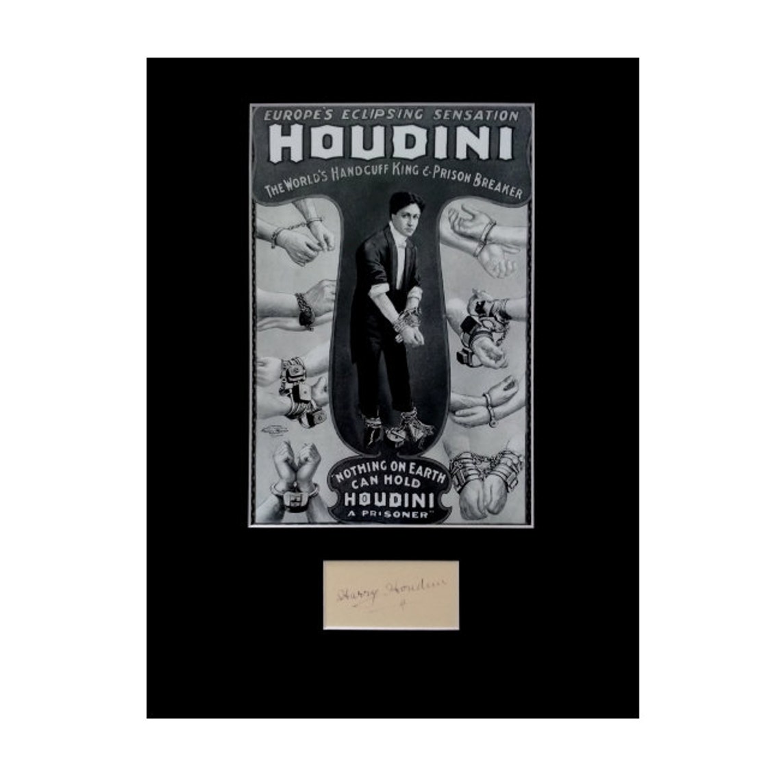 HARRY HOUDINI AUTOGRAPH Photo Display Magician Illusionist Escape ...