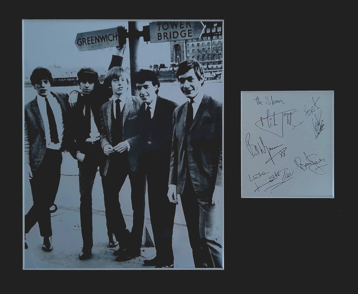 The ROLLING STONES AUTOGRAPHS Photo Display Mick Jagger Keith Richards ...