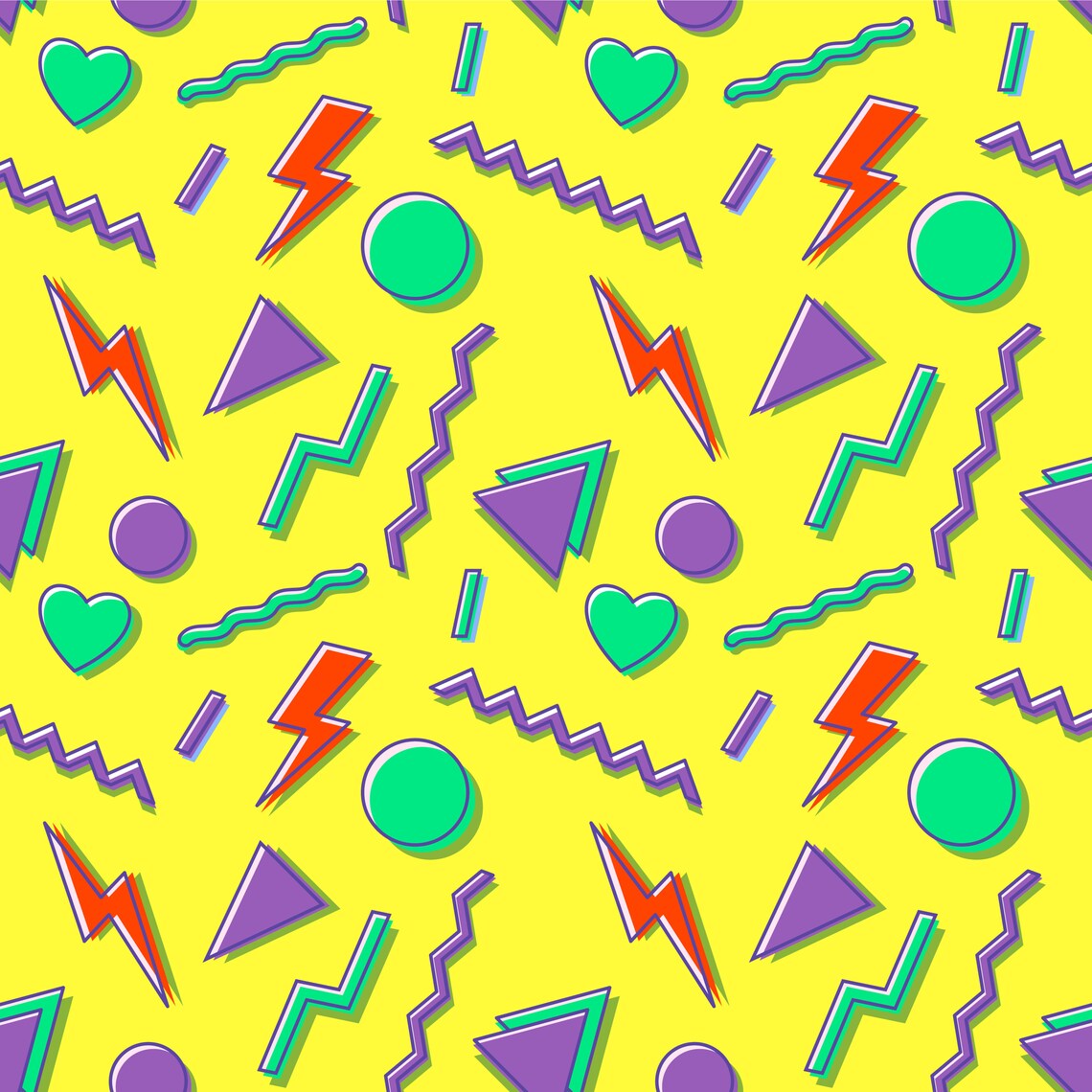 90s Seamless Pattern Vector Art Digital Clipart - Etsy