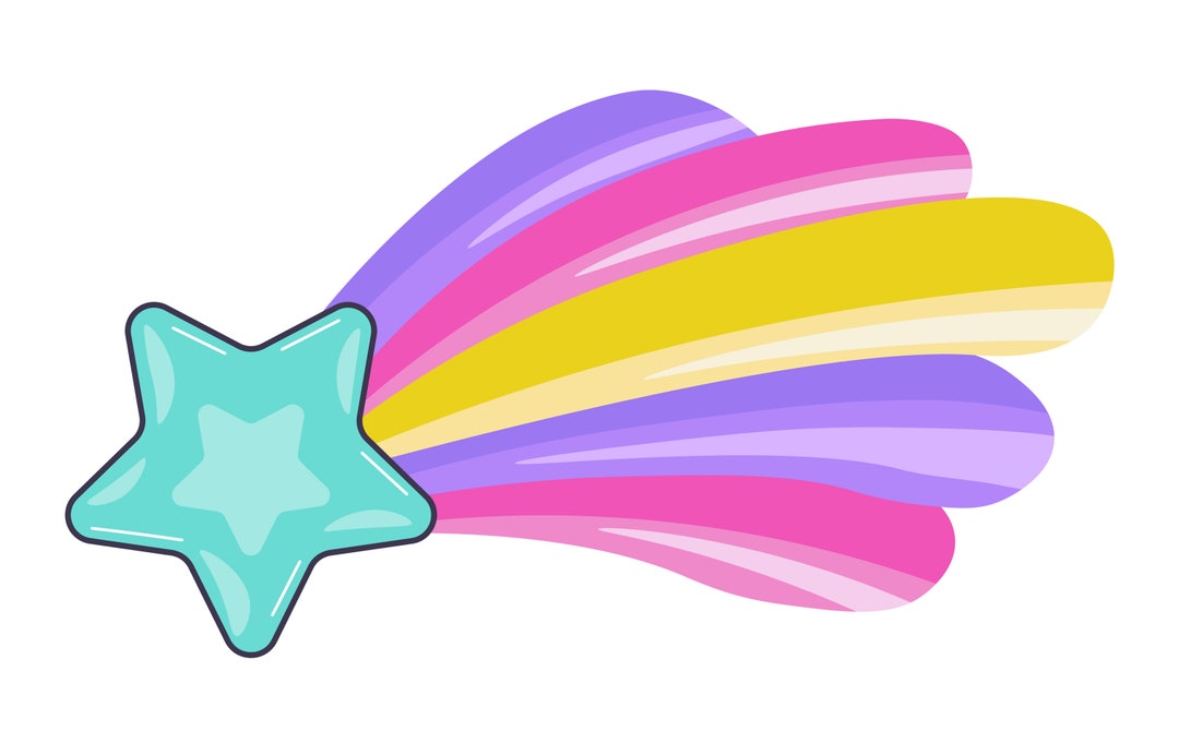 Rainbow Shooting Star Vector Art Digital Clipart - Etsy