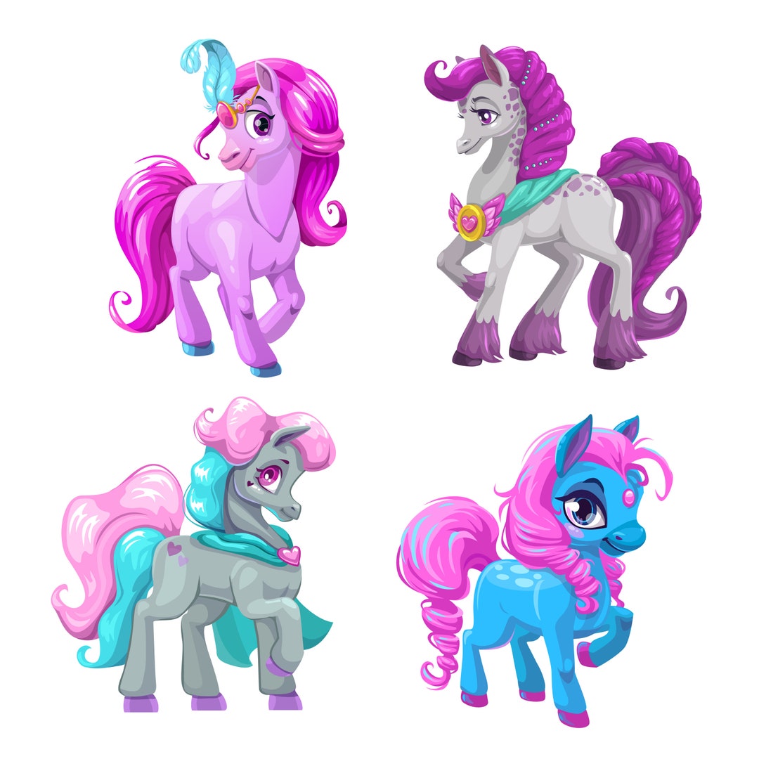 Pony Collection Vector Art - Digital Clipart - Etsy