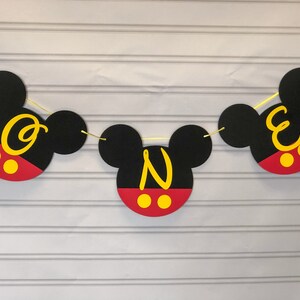 Mickey Mouse Inspired Birthday Banner, I Am One Cake Smash Banner - Etsy