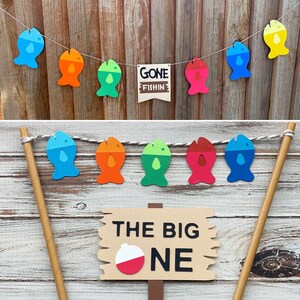 Gone Fishing Banner, the Big One, Fish Banner and Cake Topper - Etsy