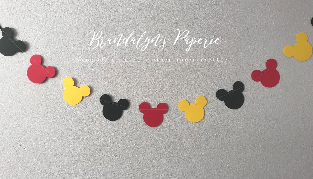 Mickey Mouse Inspired Garland Red Yellow and Black Mickey Mouse Heads ...