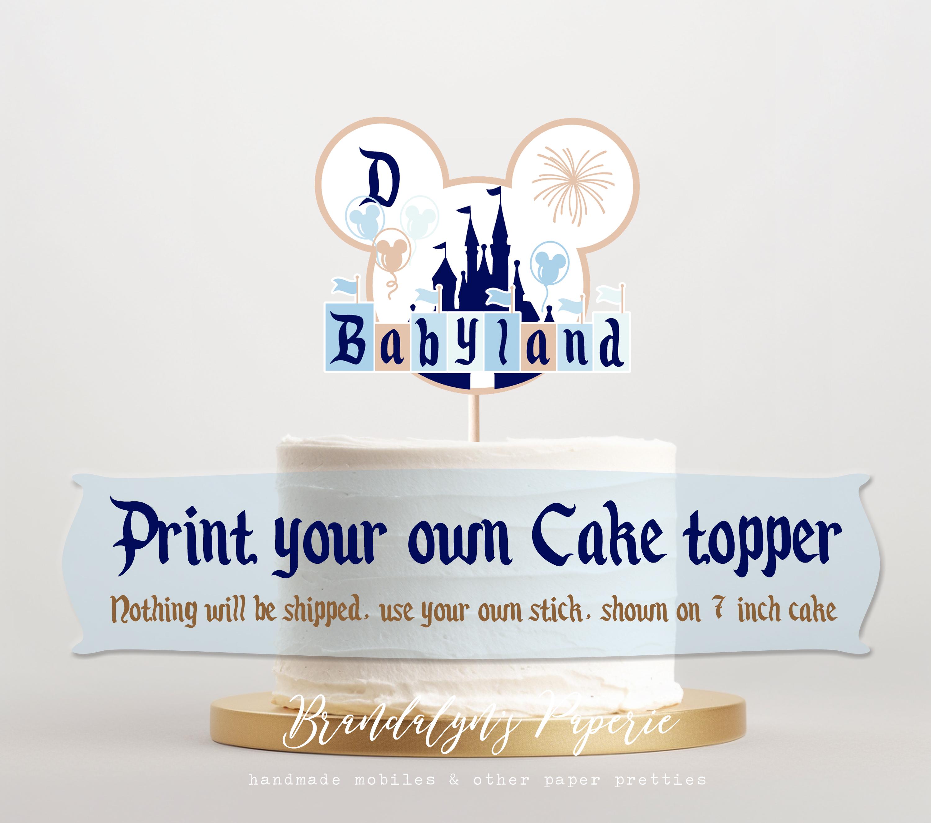 DIY Printable Babyland Disneyland Inspired Cake Topper: Blue & Tan ...