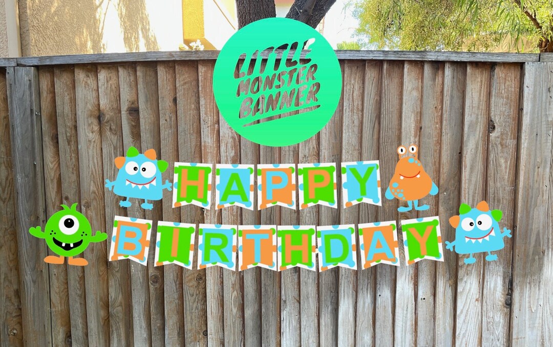 Little Monster Birthday Banner Digital Instant Download DIY - Etsy