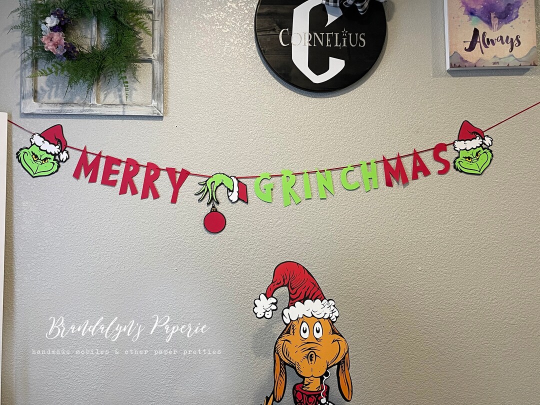 Merry Grinchmas Banner, Grinch Banner, Grinchmas Christmas Banner ...