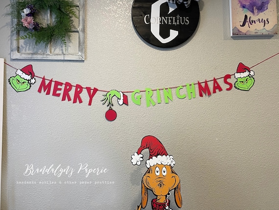 Merry Grinchmas Banner Grinch Banner Grinchmas Christmas | Etsy