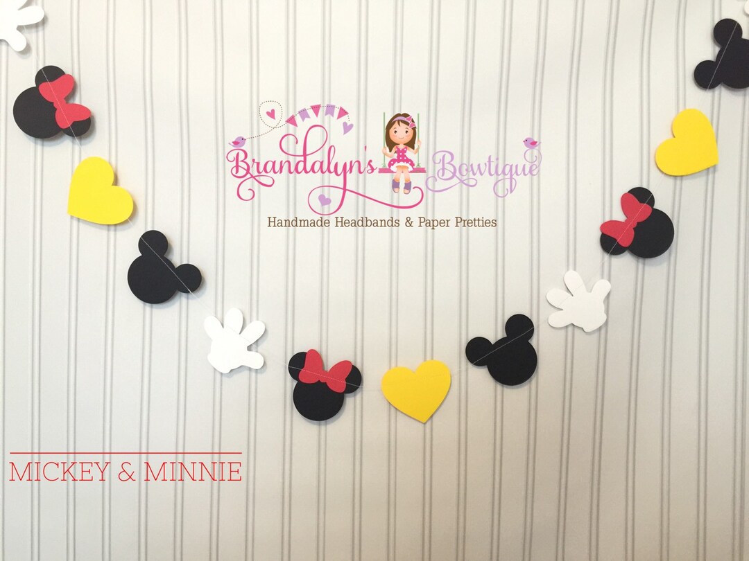 Mickey and Minnie Mouse Inspired 12 Ft. Garland, Mickey Mouse Birthday ...