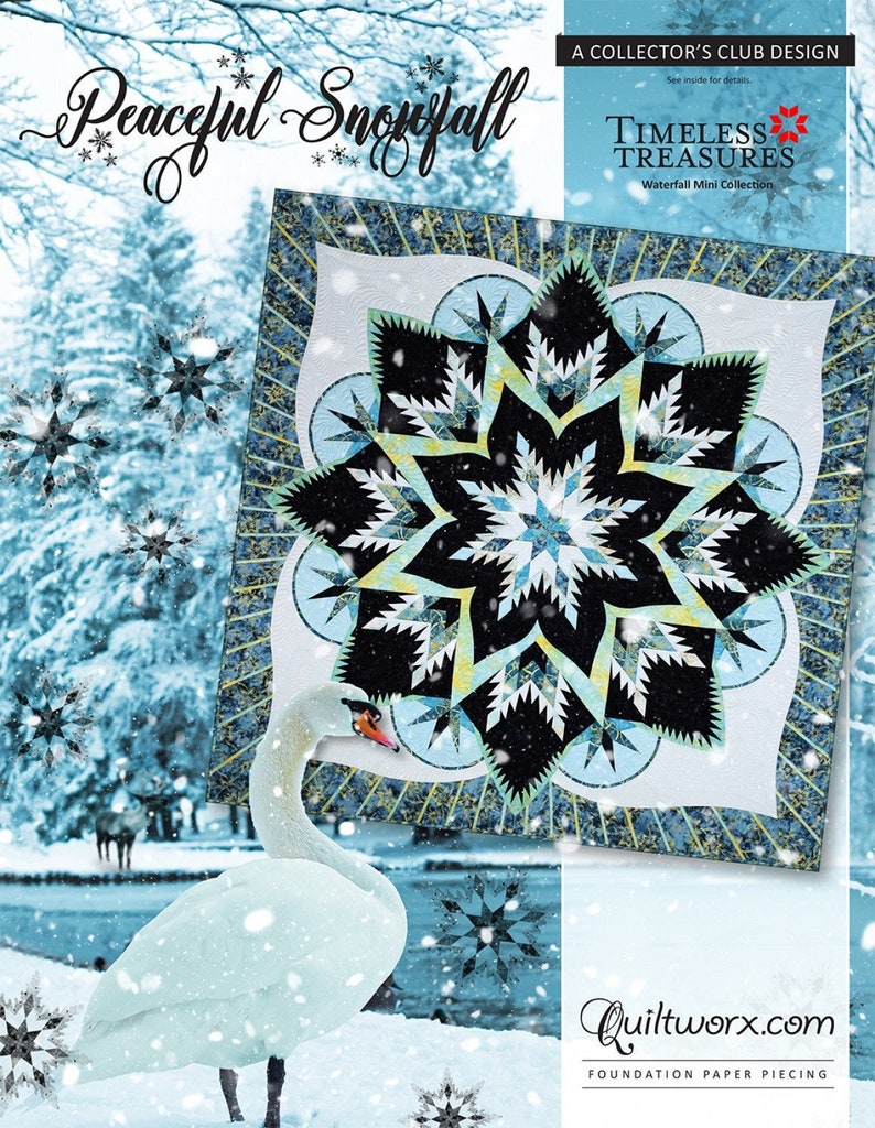 Peaceful Snowfall Queen Size Paper Pieced Quilting Pattern by Judy ...