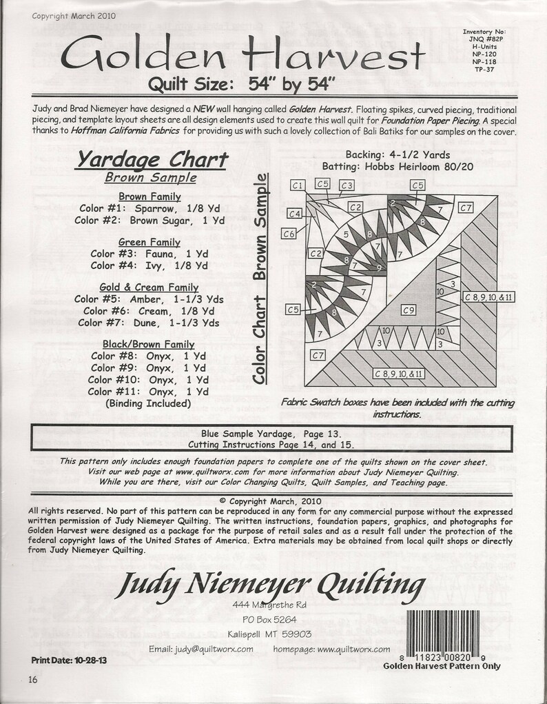Golden Harvest Paper Piecing Pattern by Judy Niemeyer - Etsy