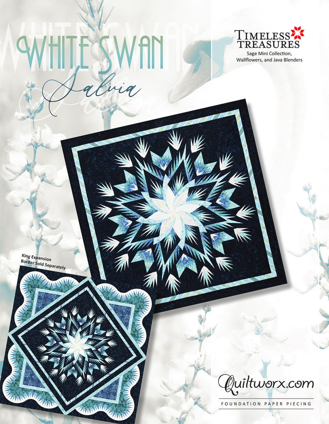 White Swan Salvia New for 2024 Foundation Paper Pieced Pattern by Judy ...