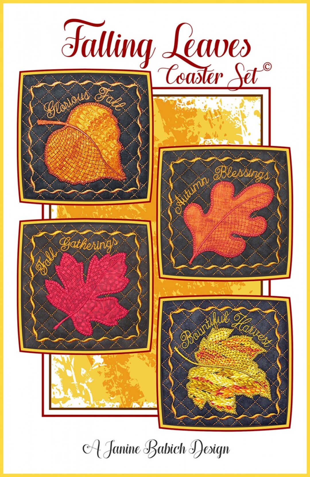 Janine Babich Falling Leaves Coaster Set Machine Embroidery - Etsy