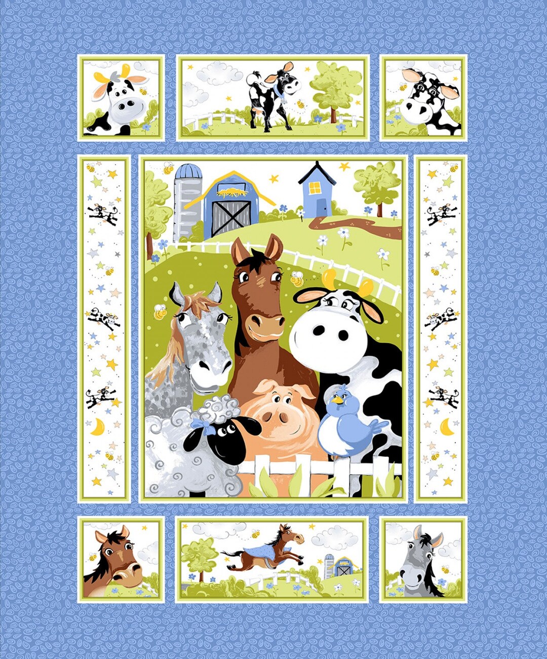 Fabric Susybee Denim Barnyard Buddies Panel 36 X 44 for Children - Etsy