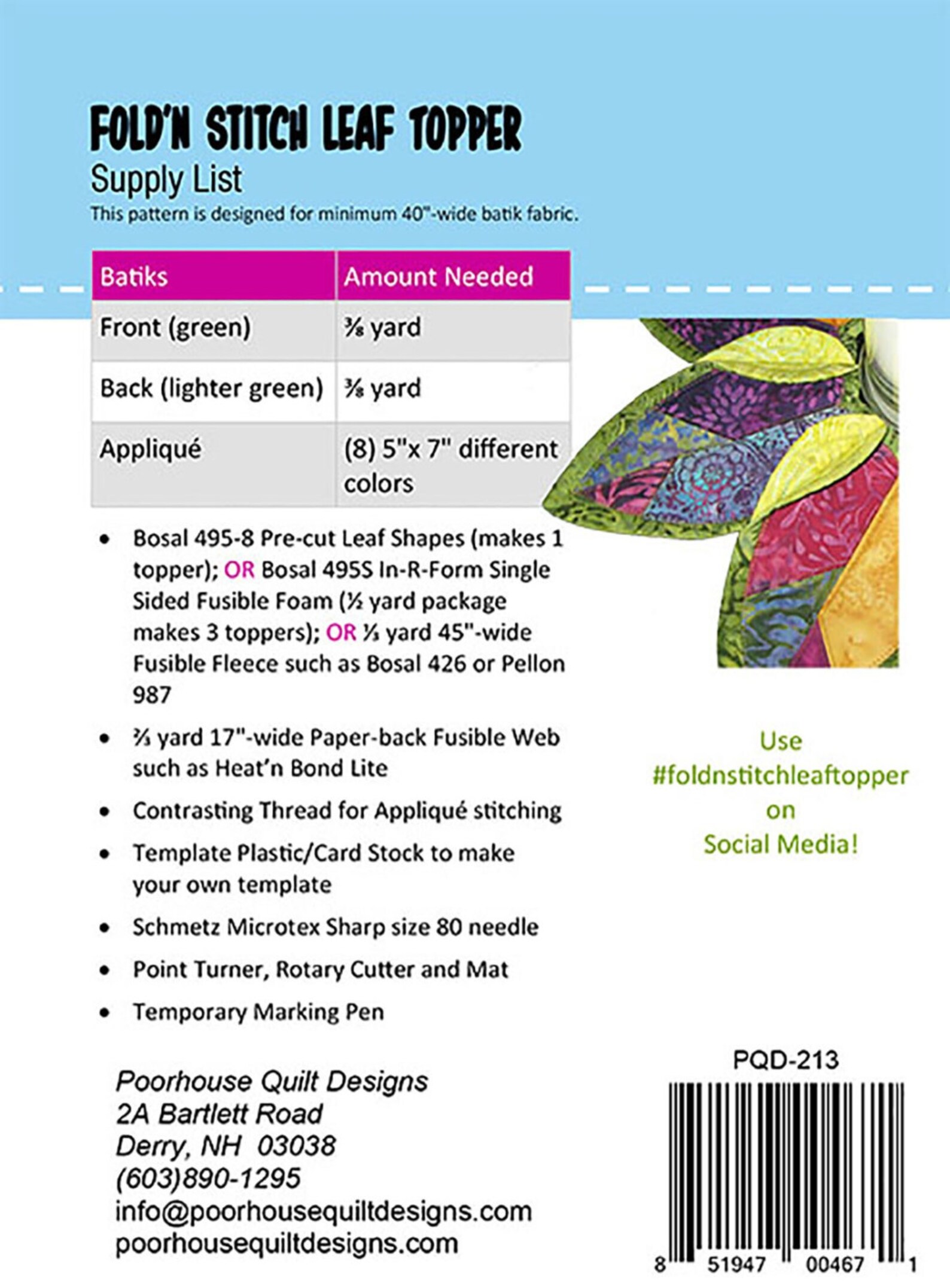 Fold'n Stitch Leaf Topper Pattern by Poorhouse - Etsy