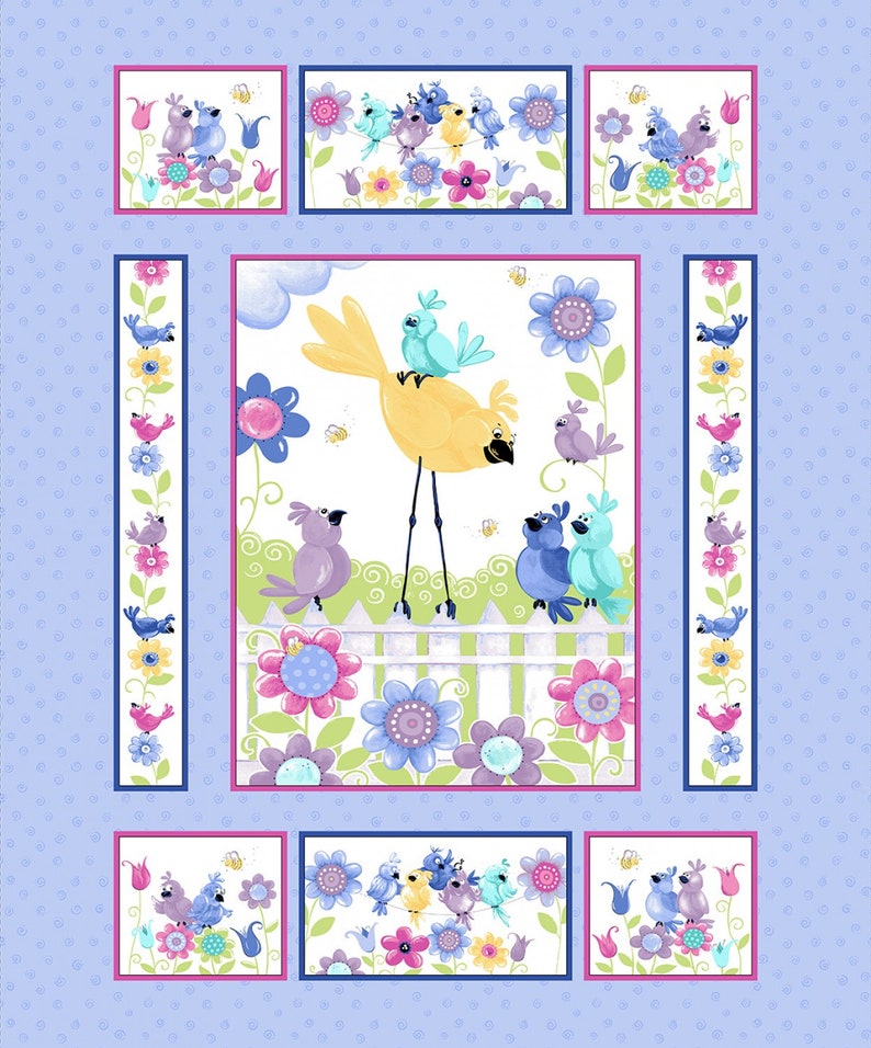 Fabric Susybee Lilac Bird Buddie's Panel 36 X 44 for - Etsy