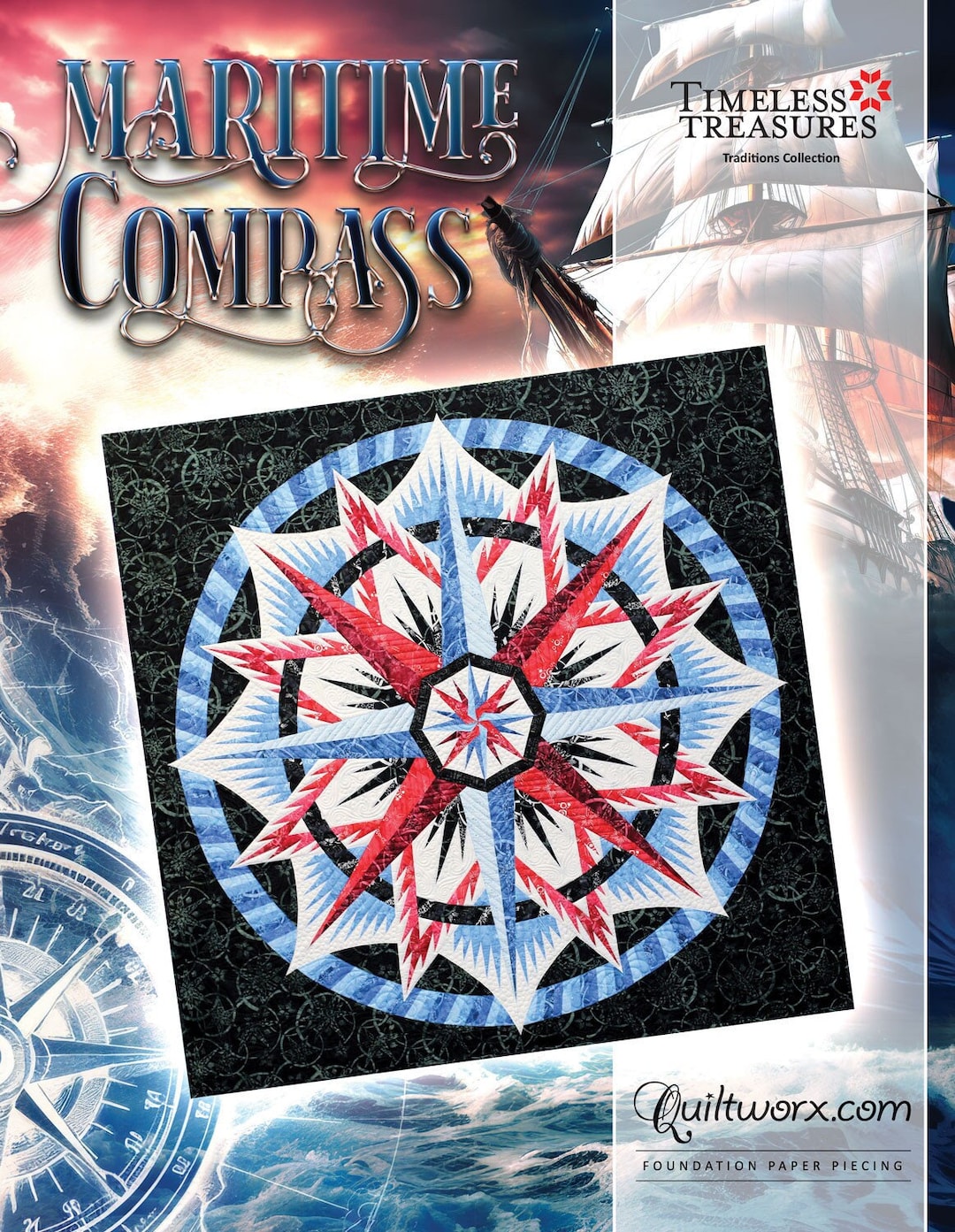 Maritime Compass Paper Piecing Quilt Pattern by Judy & Brad Niemeyer - Etsy