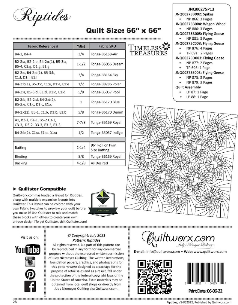 Riptides Paper Piecing Quilting Pattern by Judy Niemeyer NEW for 2022 ...