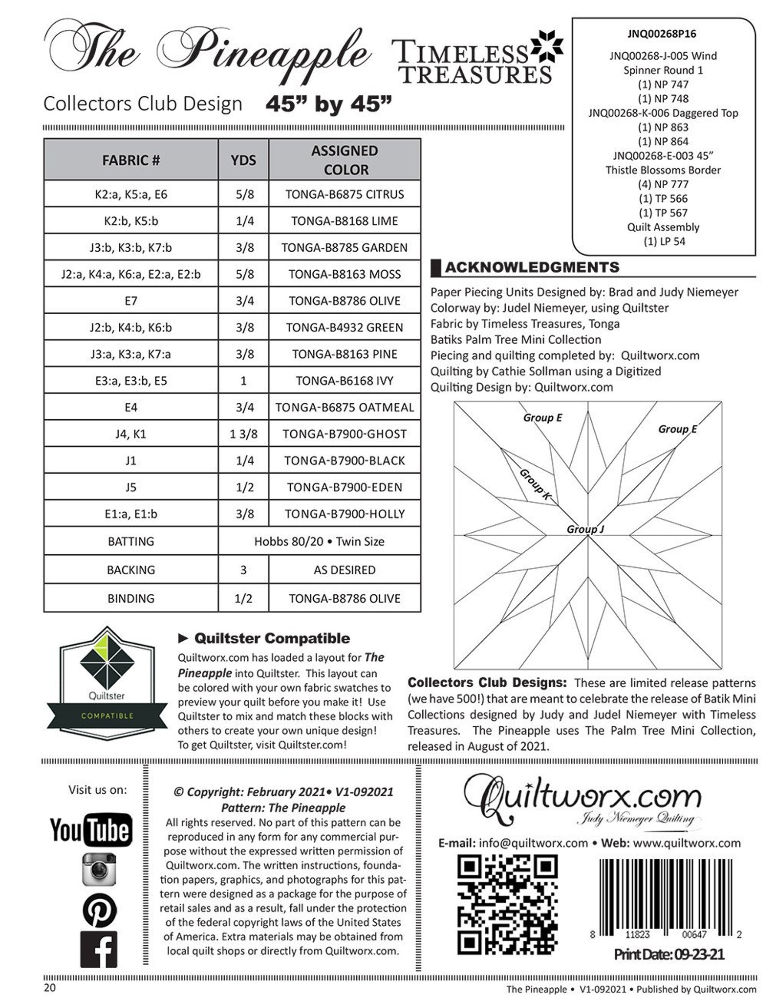 The Pineapple Paper Piecing Pattern New for 2021 by Judy Niemeyer - Etsy