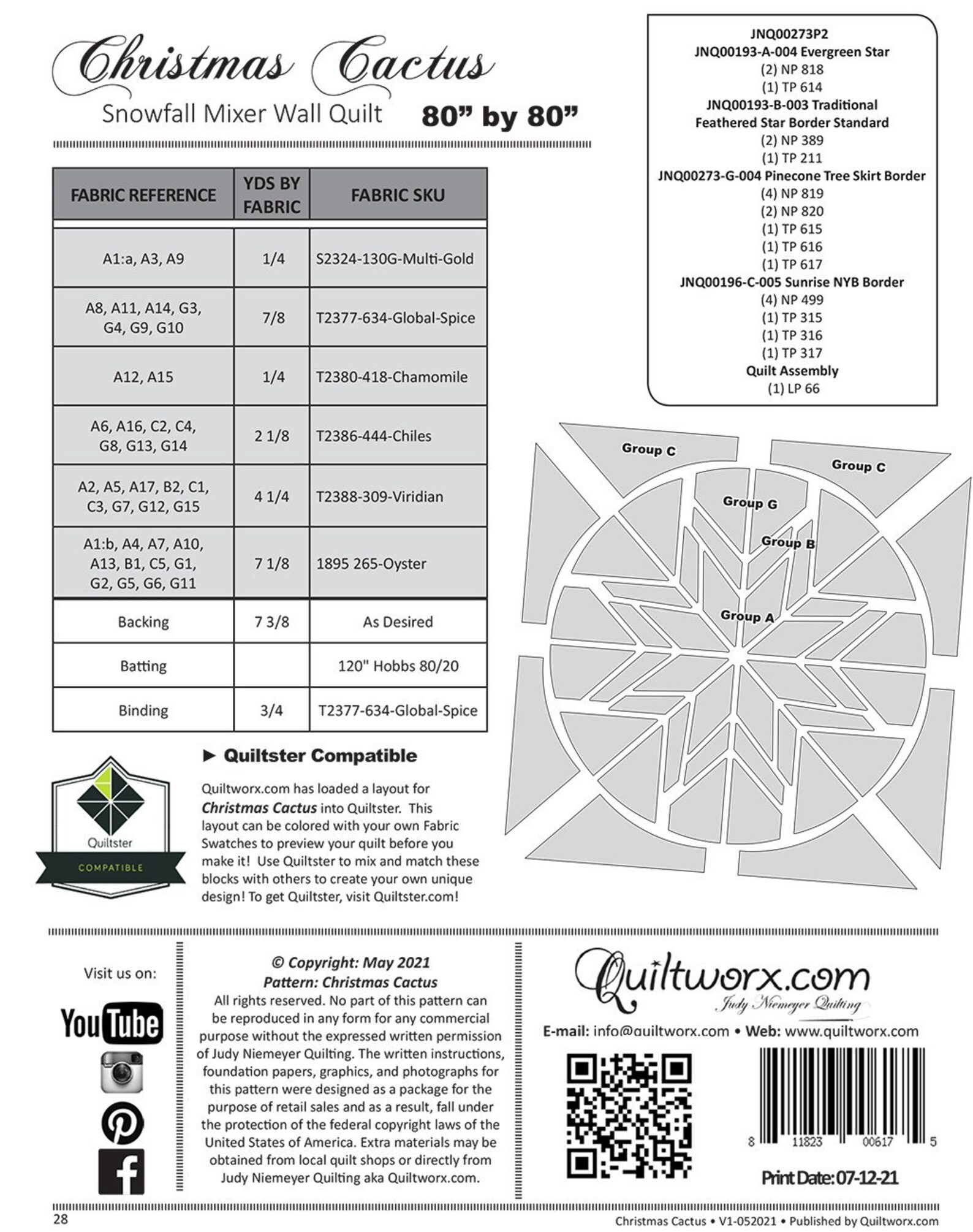 Christmas Cactus Foundation Paper Piecing Quilt Pattern by - Etsy