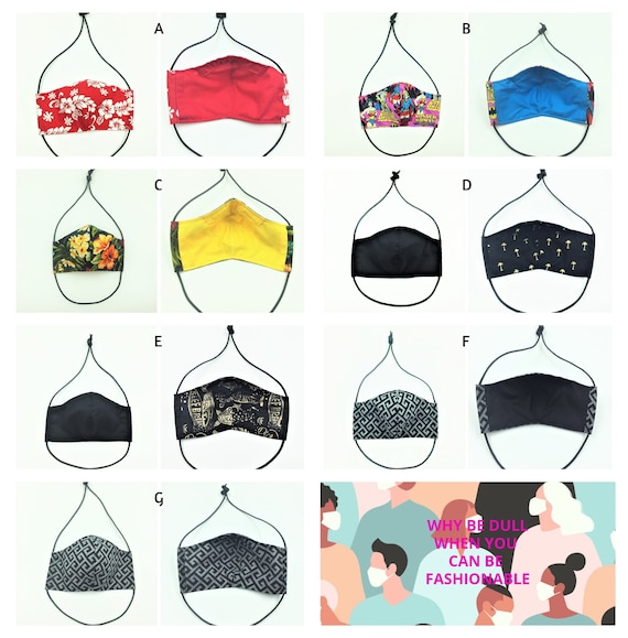 Face Mask with Paracord/ Toggle Closure Reusable Mask Hawaii | Etsy