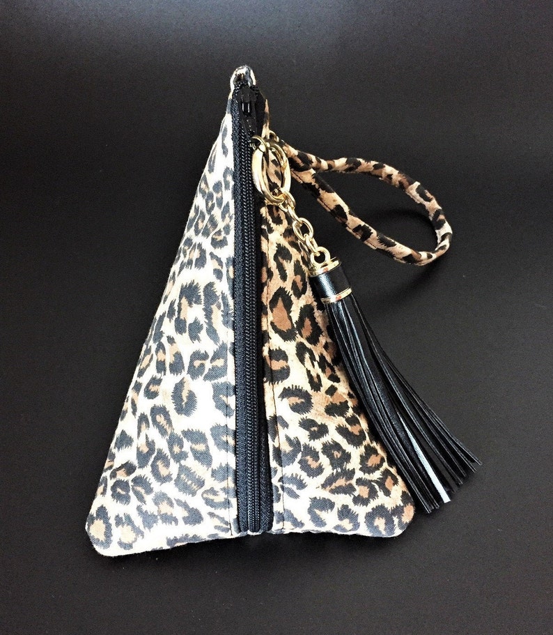 Triangle Clutch Triangle Pouch Pyramid Bag in Leopard Print | Etsy
