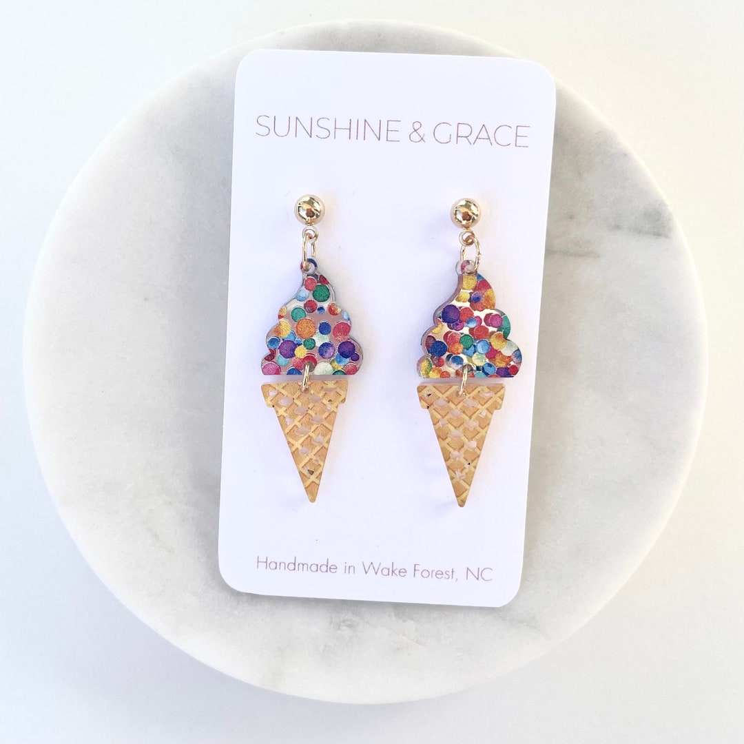 Ice Cream Earrings, Ice Cream Cone Earrings, Summer Earrings, Summer ...