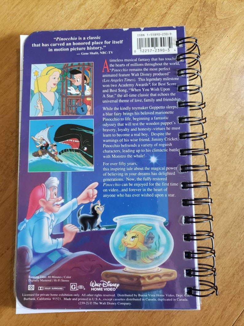 Upcycled Disney VHS Journal/notebook Pinocchio - Etsy