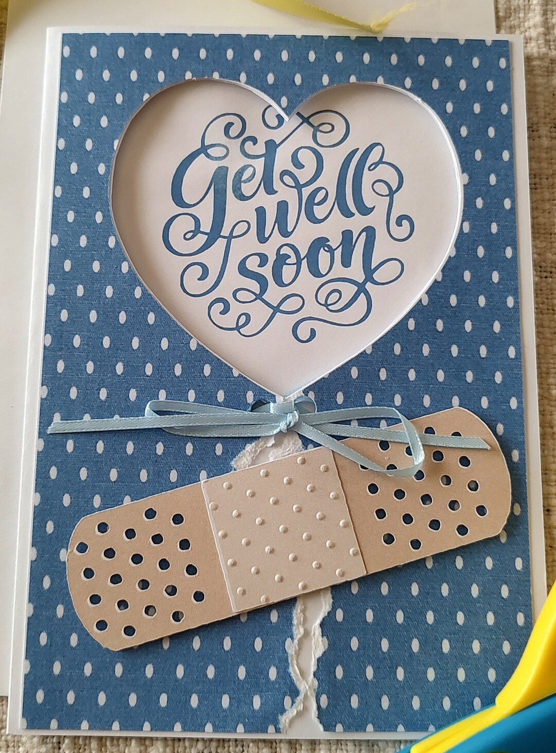 Get Well Heart Cutout Handmade Card - Etsy