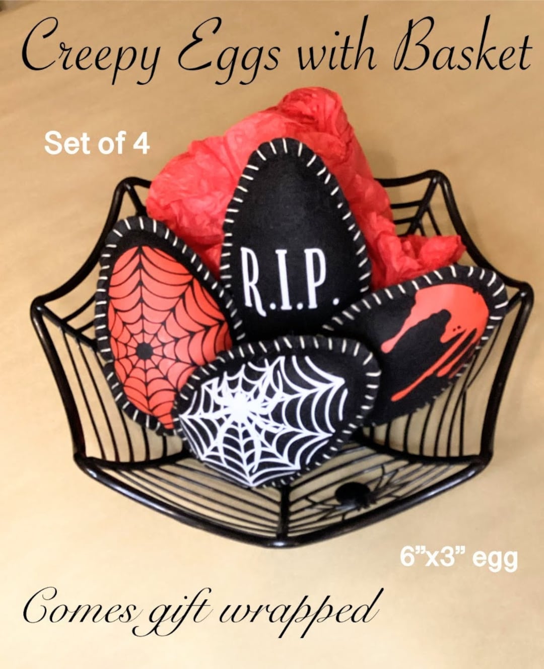 Handmade Creepy Easter Eggs / With Black Spiderweb Basket. Easterween ...