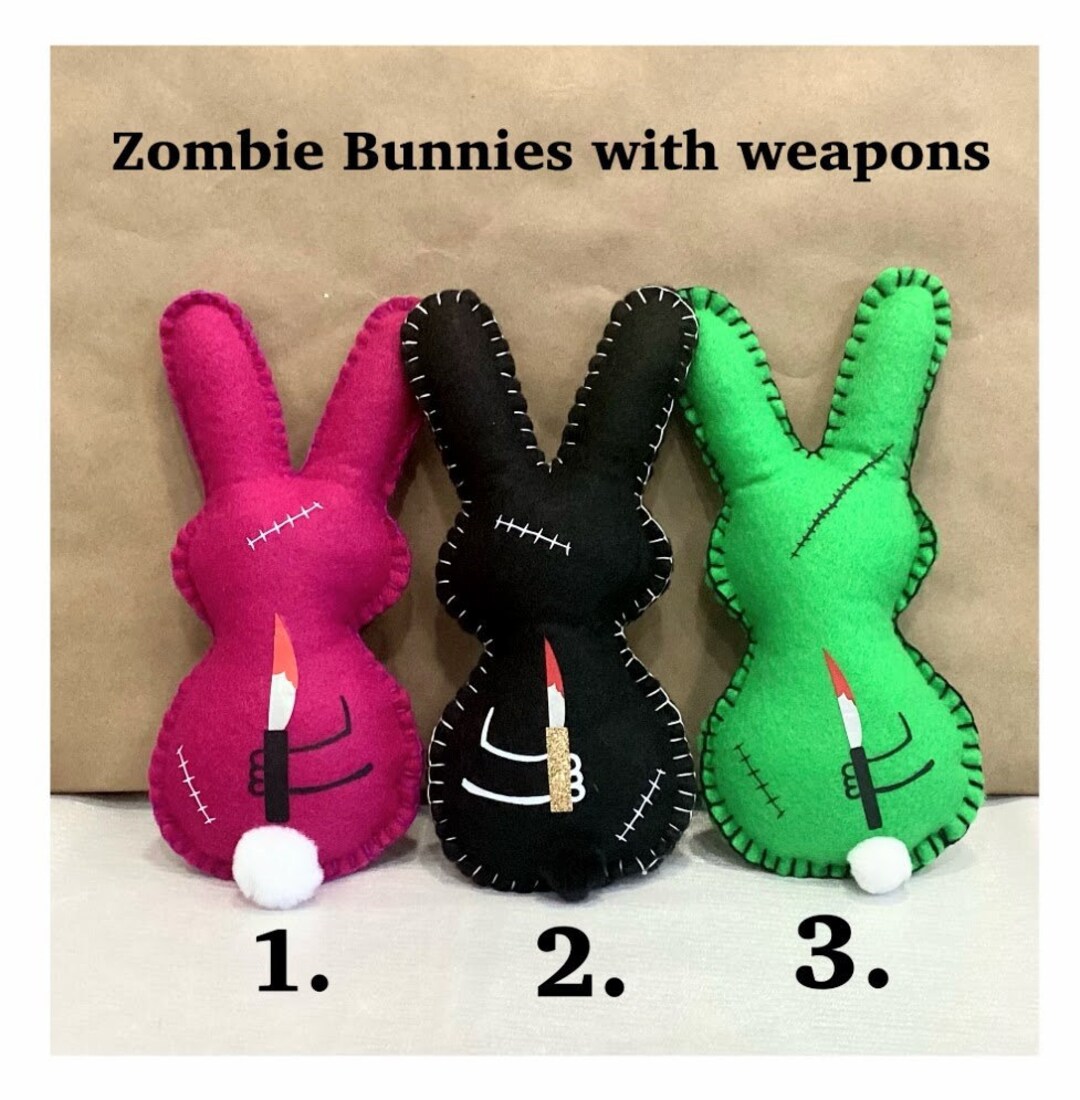 Colorful Easter Bunnies, Creepy Cute Zombie Teeth, Each Holding a ...
