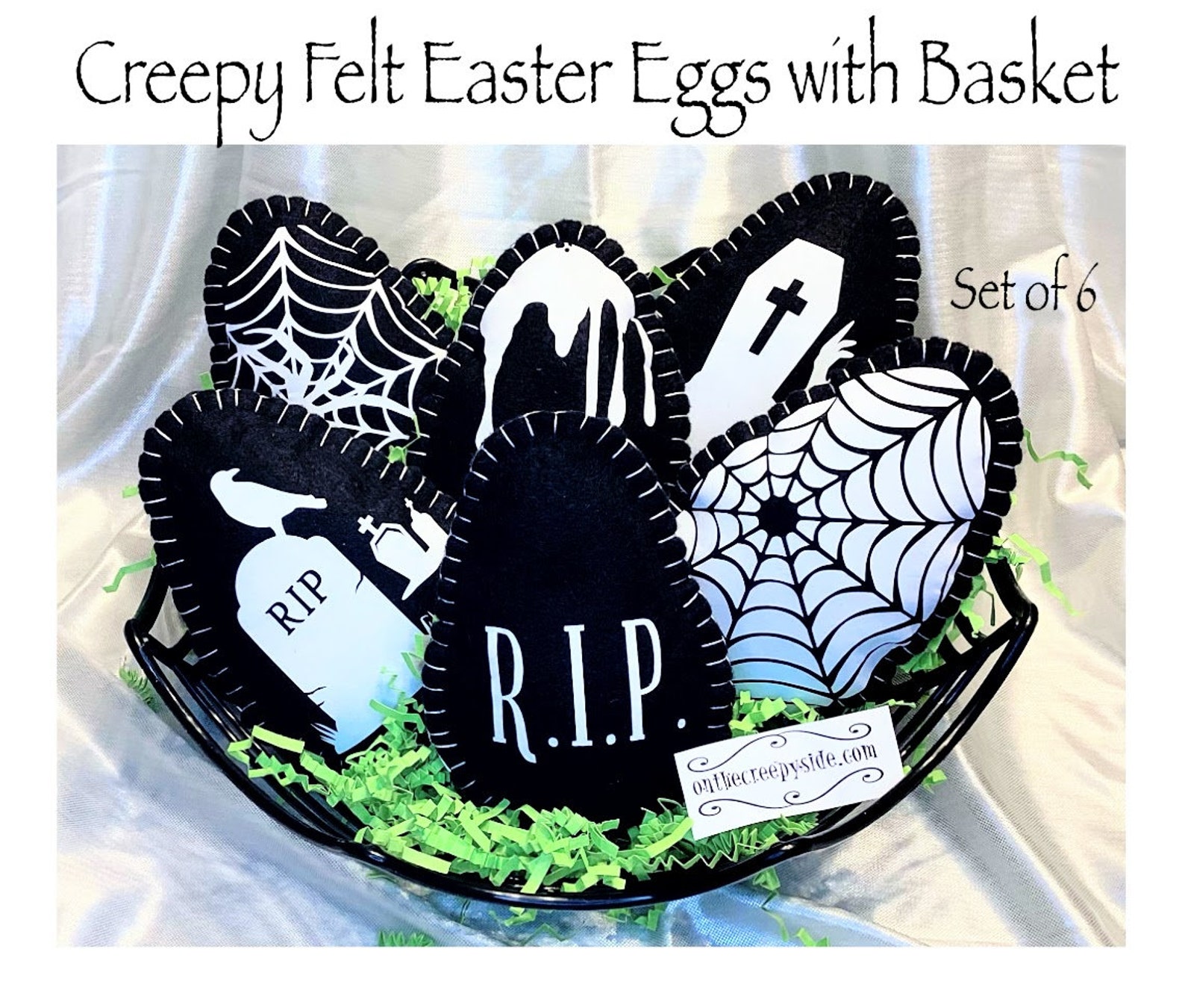 Handmade Creepy Easter Eggs With Black Spiderweb Basket: Goth Easter ...