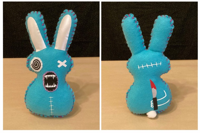 Creepy Killer Zombie Easter Bunny Peeps, Handmade Felt Plush Bunny ...
