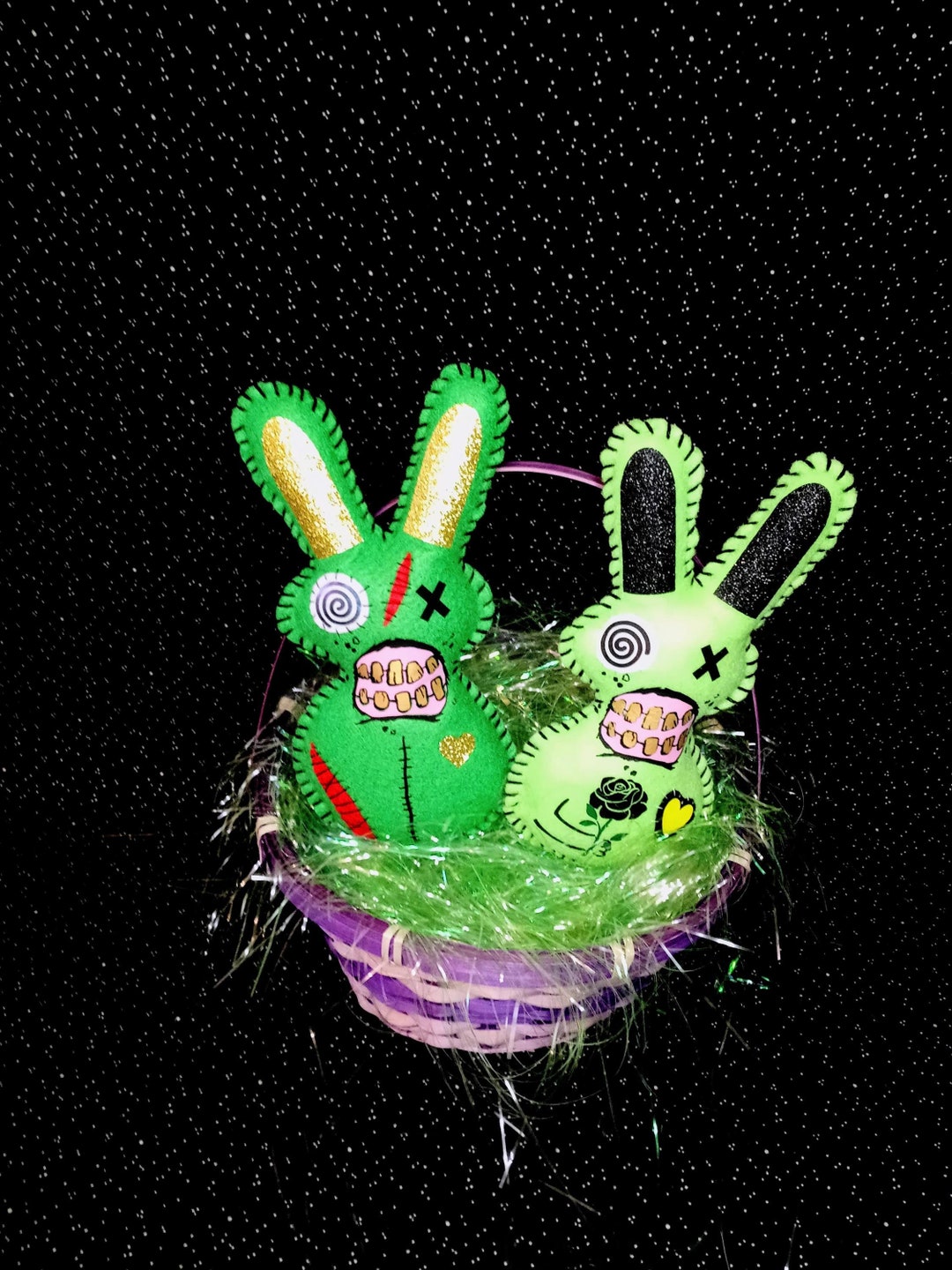 Creepy Green Zombie Easter Bunny Plush, Killer Zombie Bunny Peeps ...
