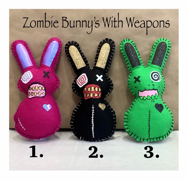 Creepy Cute Colorful Zombie Bunny Plush, Handmade Out of Felt ...