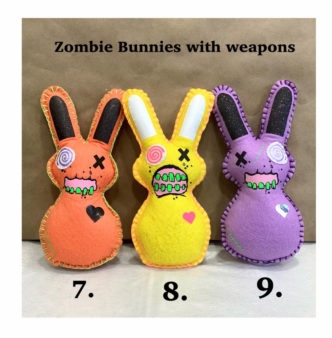 Creepy Cute Colorful Zombie Bunny Plush, Handmade Out of Felt ...
