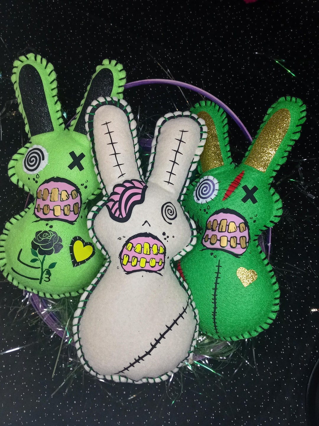 Creepy Psycho Killer Zombie Bunny Plush Handmade Out of Felt - Etsy