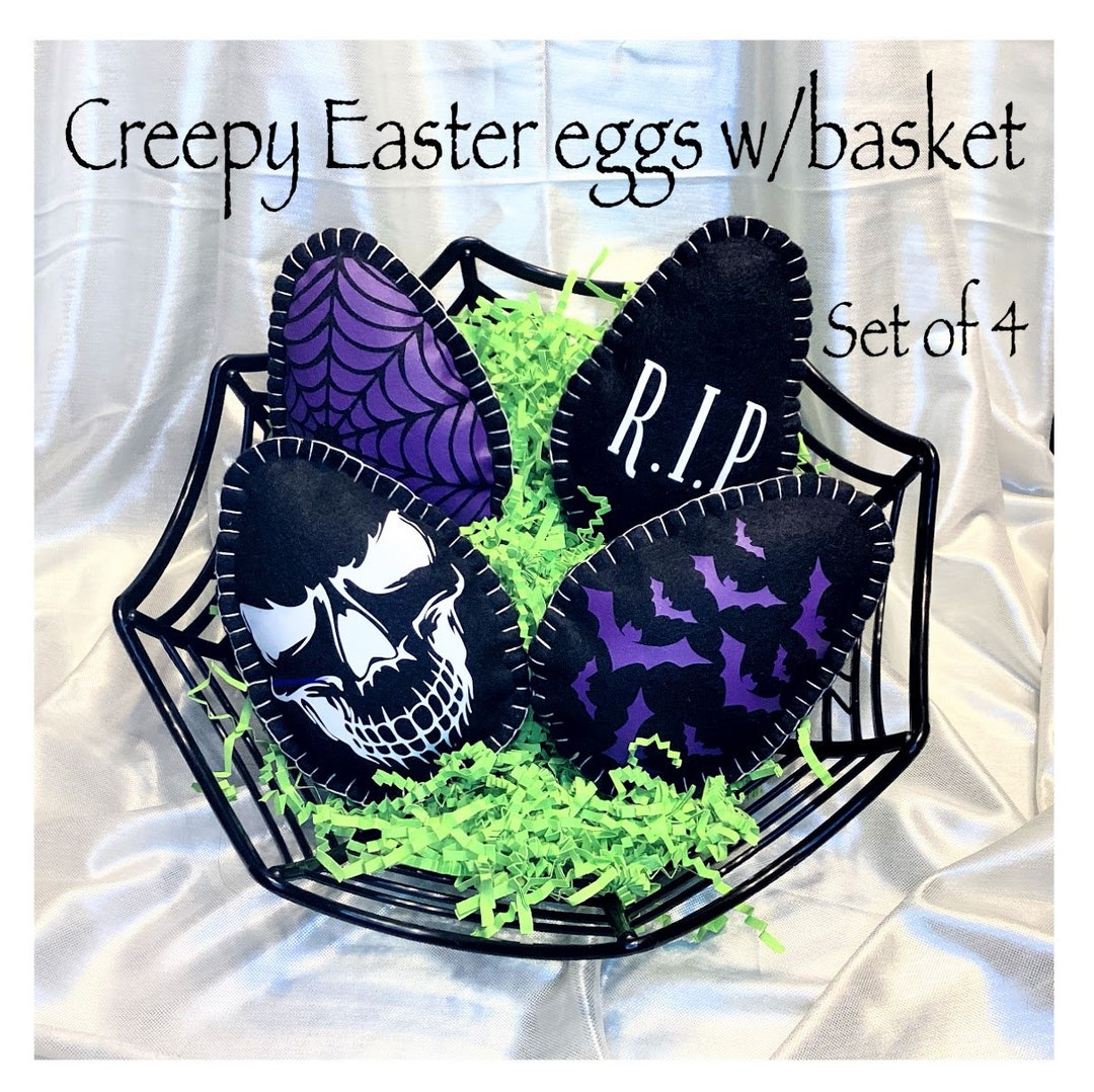 Handmade Creepy Easter Eggs With Black Spiderweb Basket: Goth Easter ...