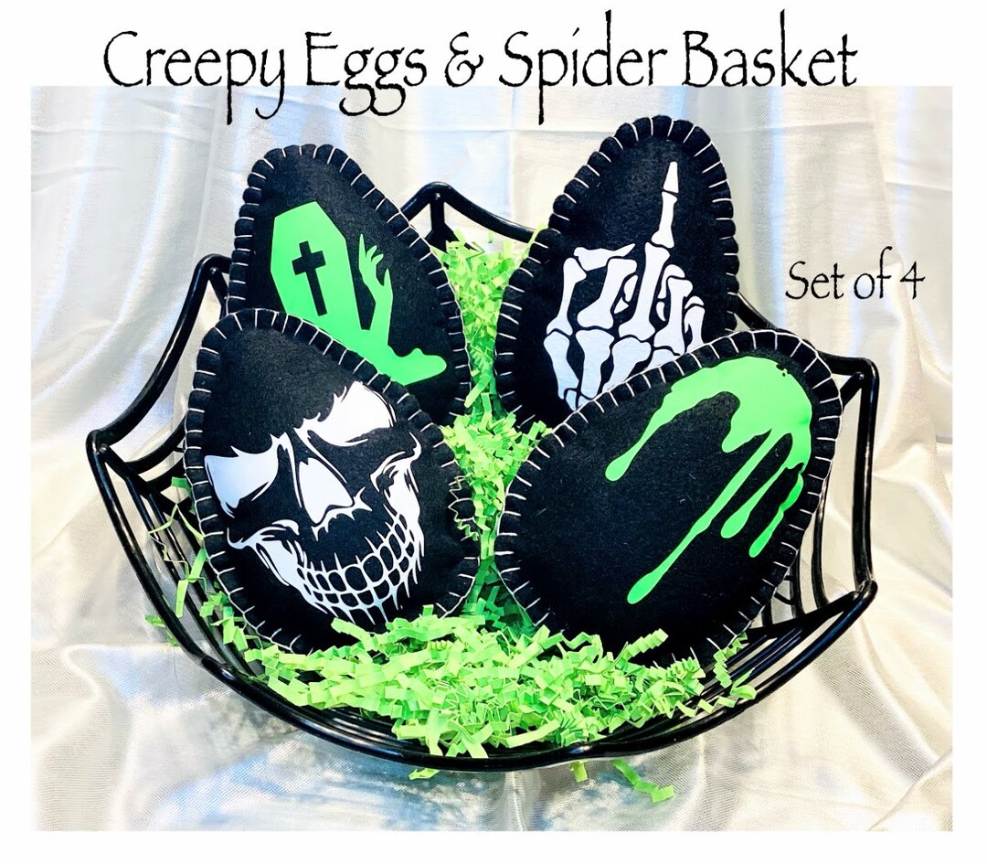 Handmade Creepy Halloween Easter Eggs / With Black Spiderweb Basket ...
