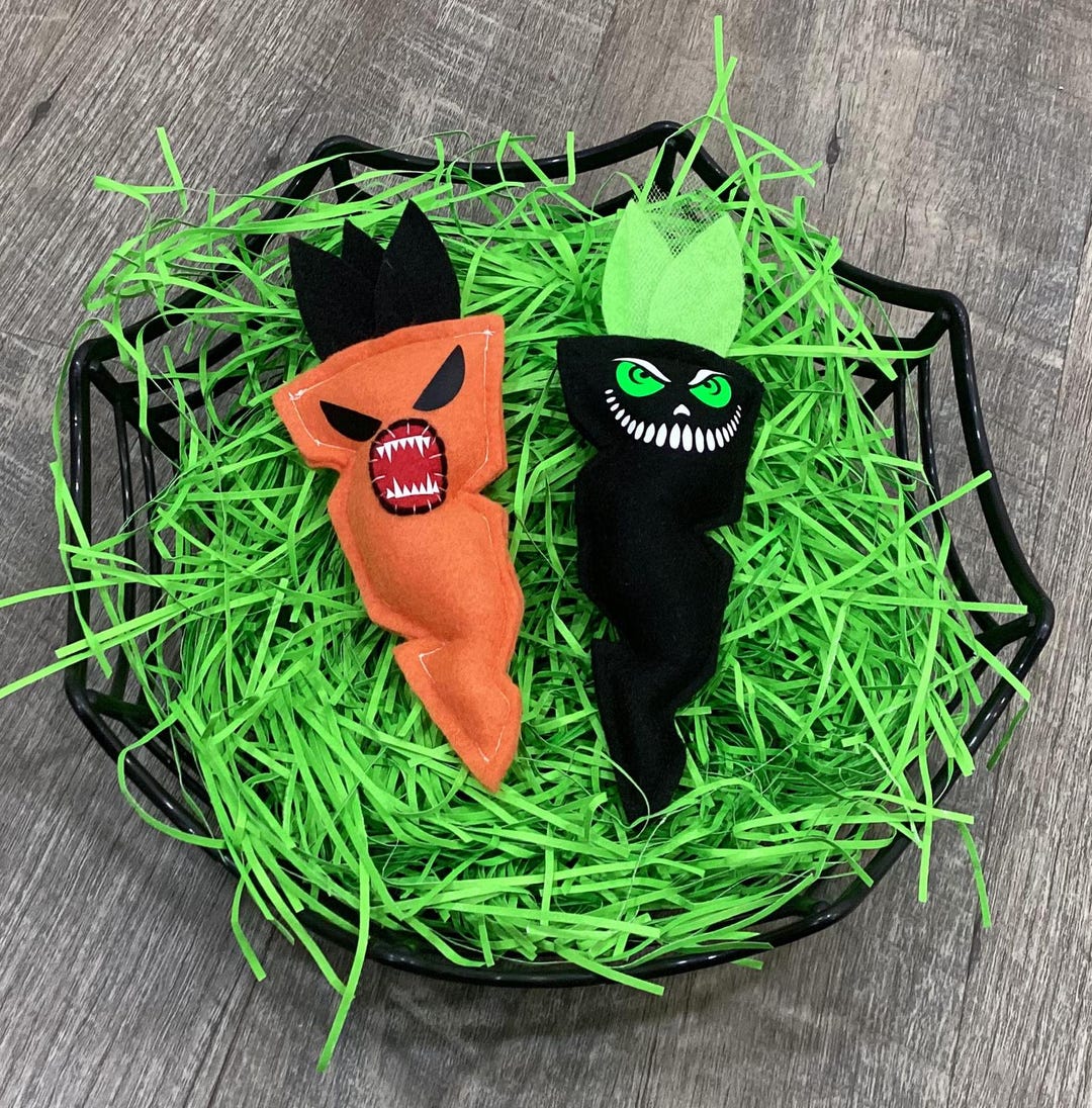 Creepy Orange Carrot Creature With Gnashing Teeth and Wicked Eyes, Goth Carrot, Felt Carrot ...