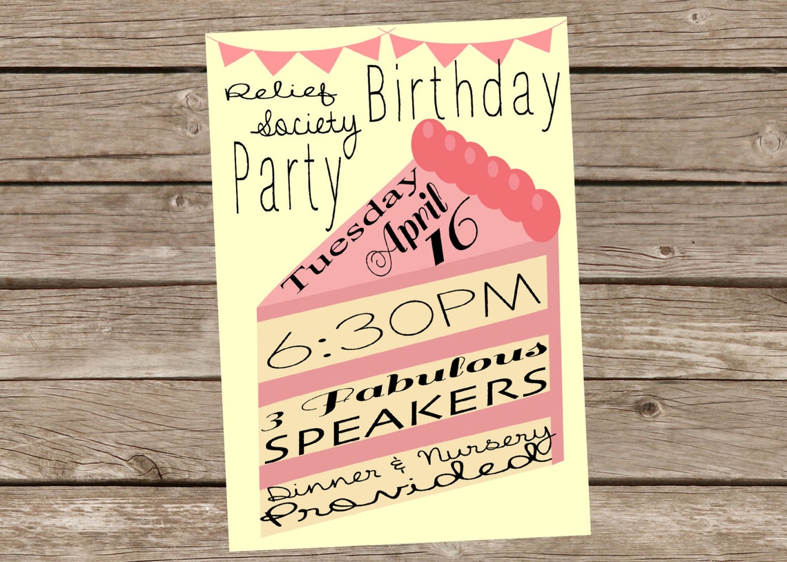Relief Society Birthday Party Invitation (customizable for ANY Event ...