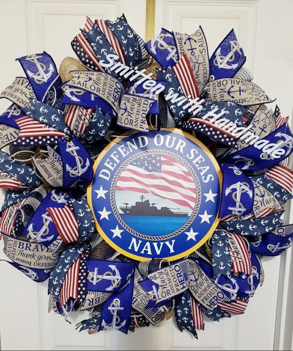Navy Wreath US Navy Wreath Military Wreath for Front Door - Etsy