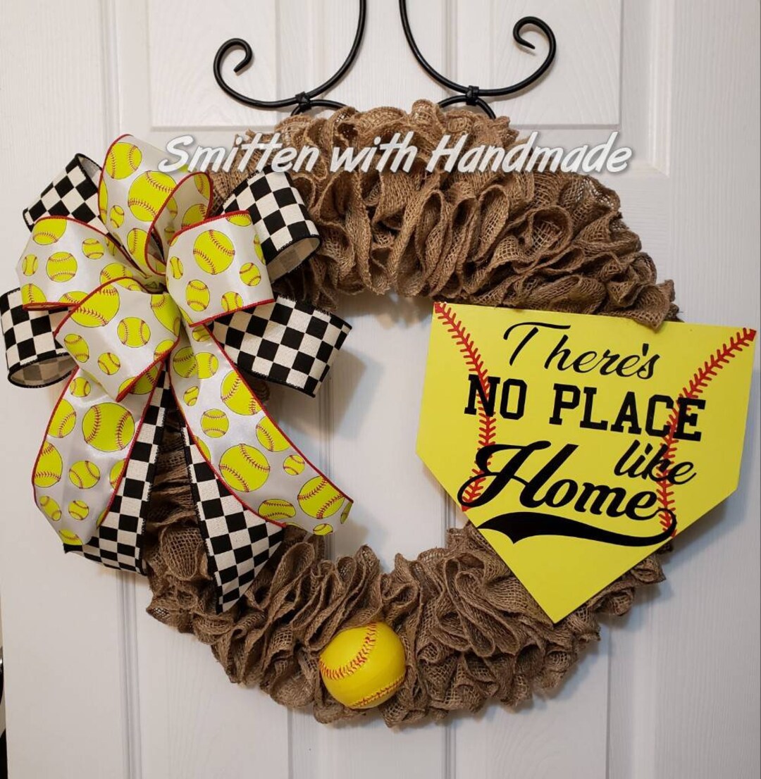Softball Home Plate Wreath, No Place Like Home Softball Wreath, Custom ...