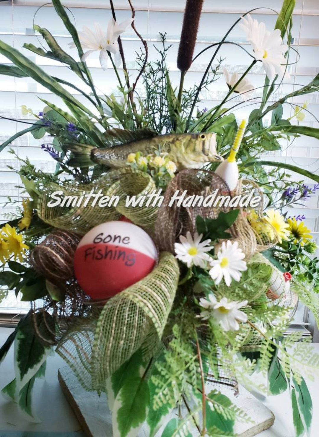 Fishing Cemetery Vase Insert in Wildflower/bass Design, Fisherman Grave ...