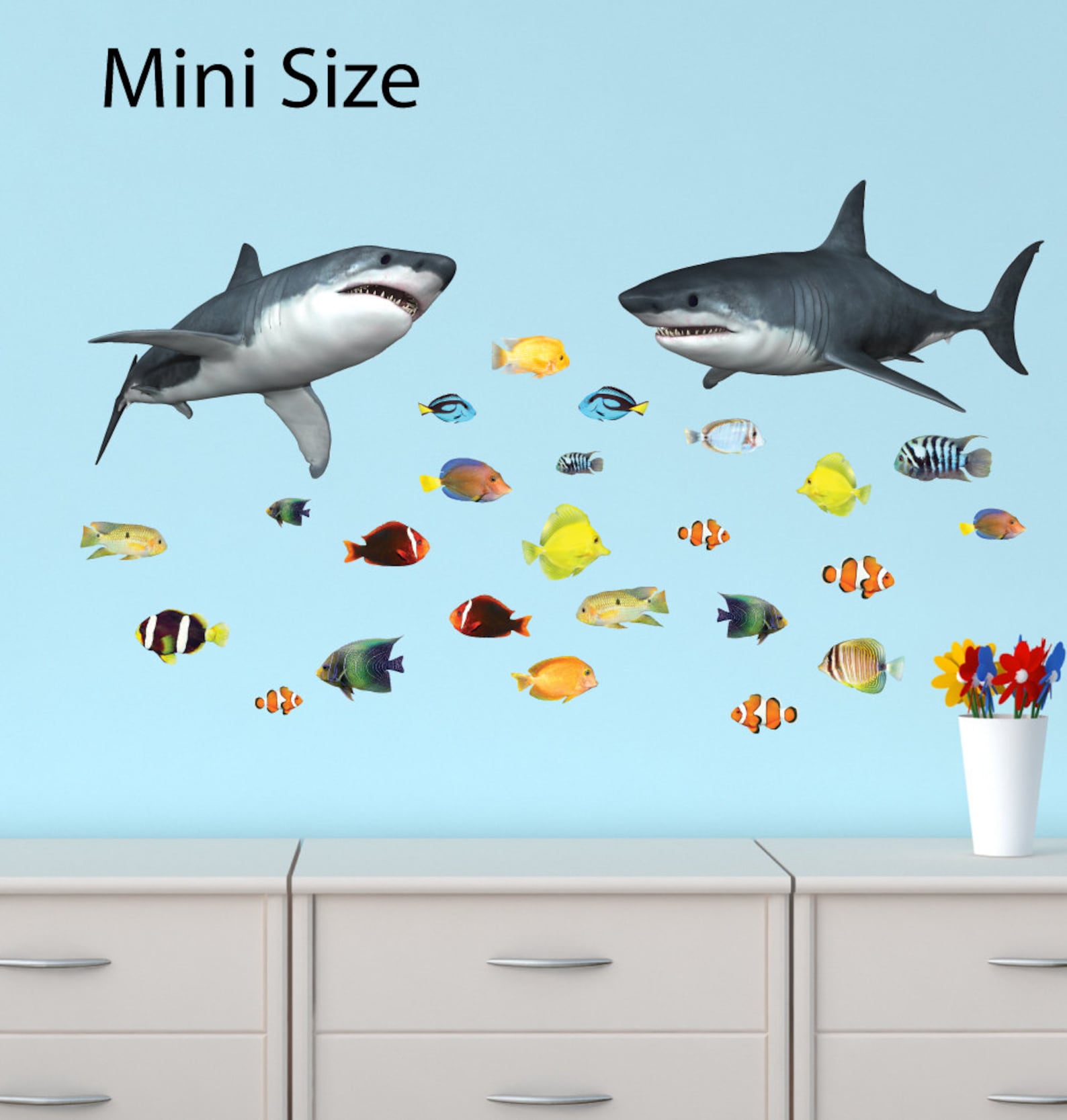Shark Collection Tropical Fish Wall Stickers (sharkm) - Etsy