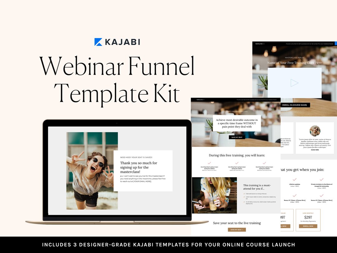 Kajabi Webinar Funnel Template Kit for Online Course Creators | Launch ...