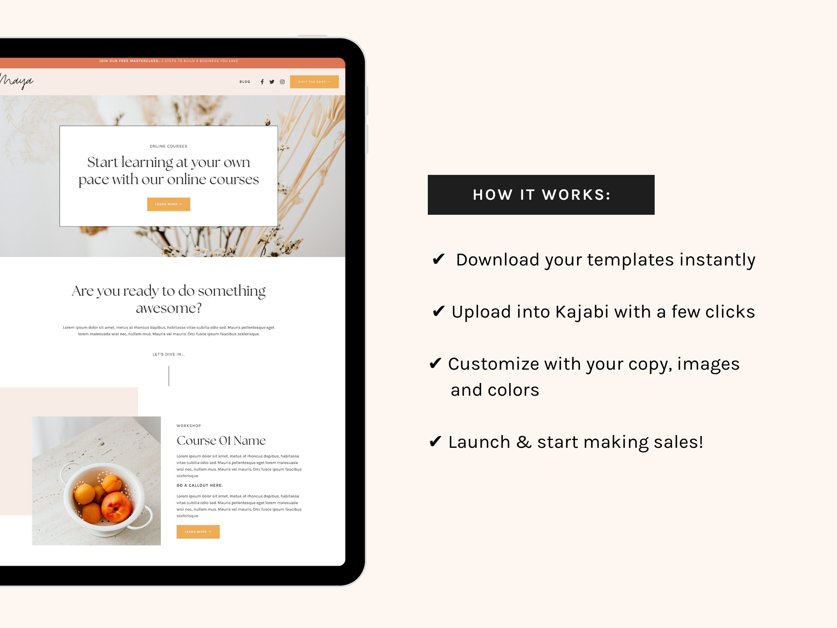 Kajabi Website Template for Coaches and Online Course Creators MAYA - Etsy