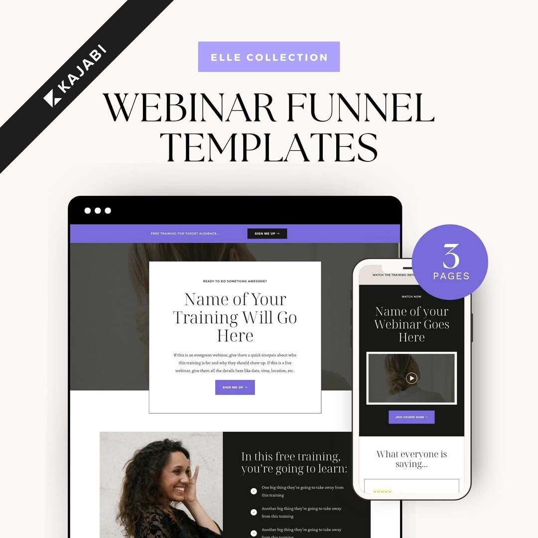 Kajabi Webinar Funnel Template Kit for Online Course Creators | Launch ...