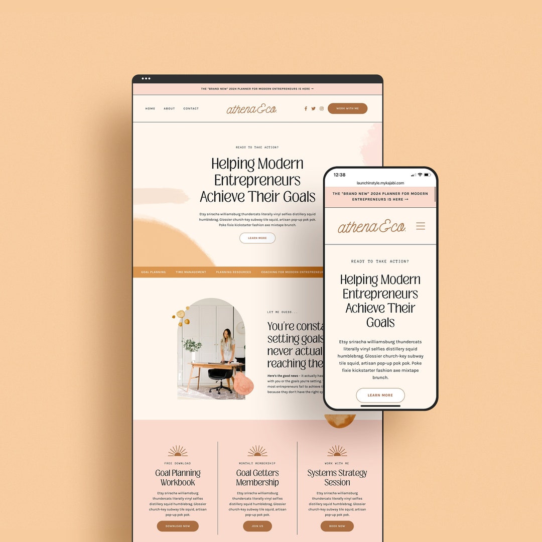 Kajabi Website Template for Coaches and Online Course Creators | ATHENA ...